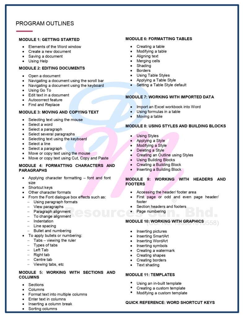 Outline - MS Word (Basic to Intermediate Level) _page-0002 - PM eSchool Outline - MS Word (Basic to Intermediate Level) _page-0002 - PM eSchool