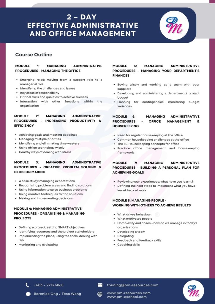 Outline – Effective Administrative and Office Management (2) – PM eSchool