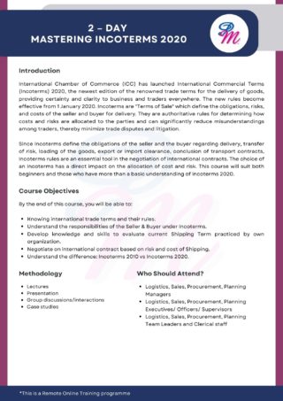 Outline - Mastering INCOTERMS 2020 (1) - PM eSchool