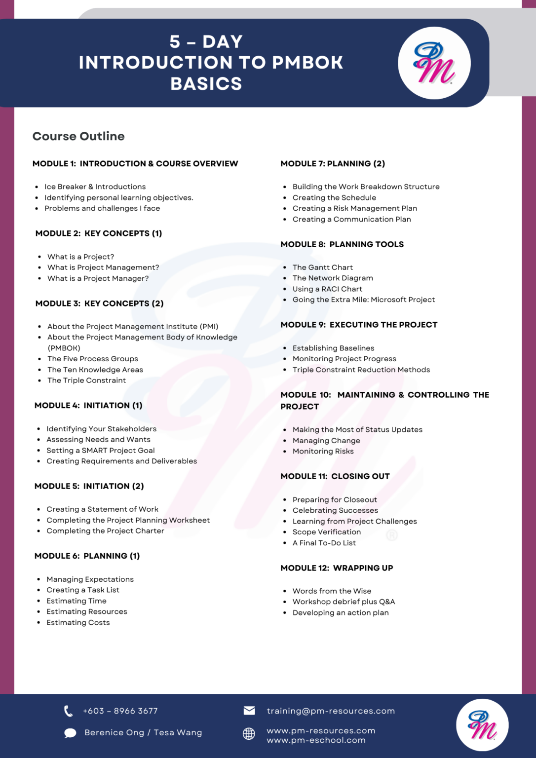 Outline-Introduction to PMBOK Basics (2) – PM eSchool
