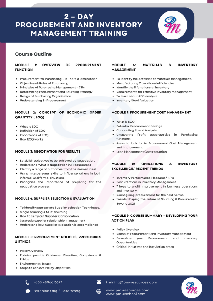 Outline-Procurement and Inventory Management Training (2) - PM eSchool